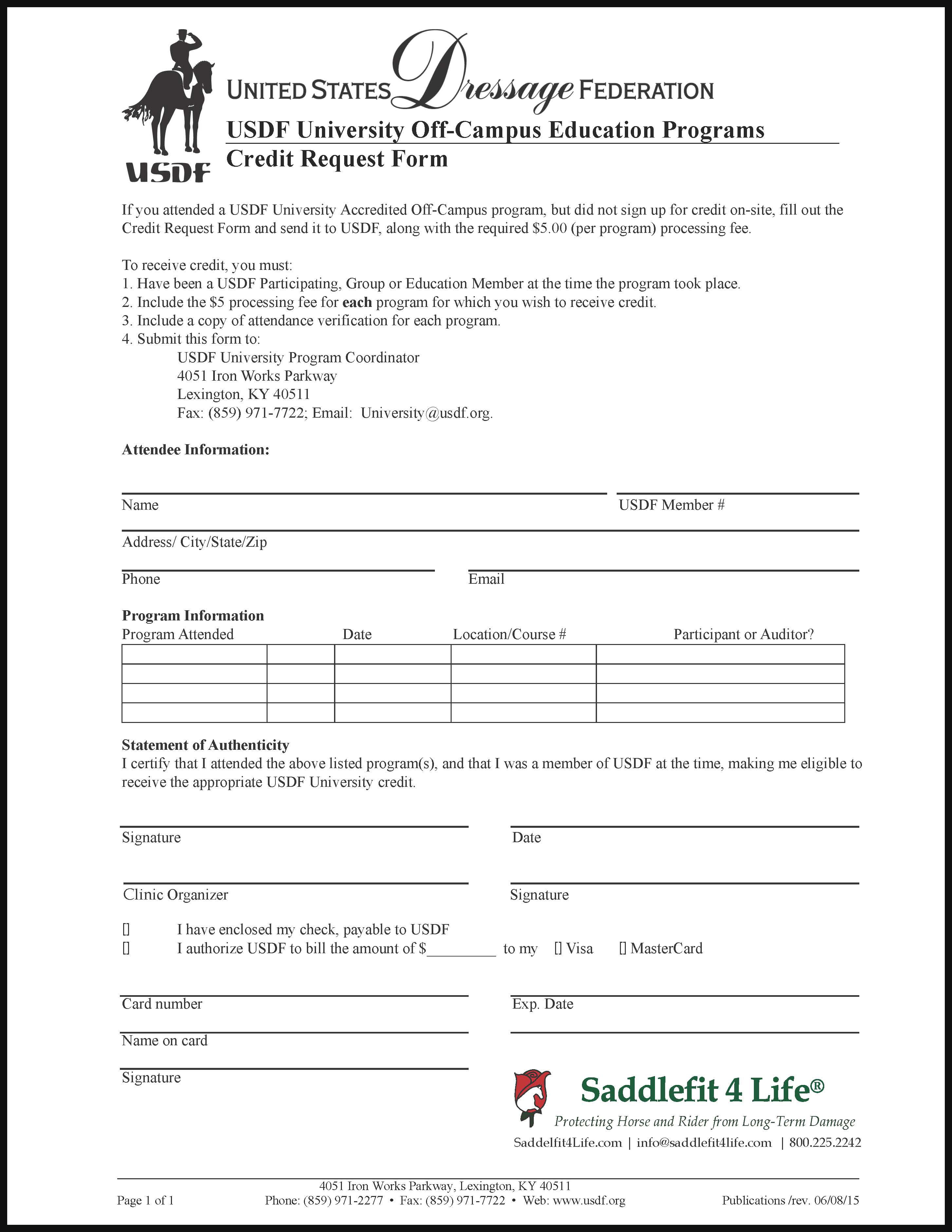 USDF Credit Request Form • Schleese